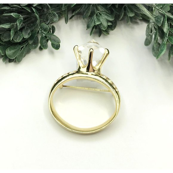 CAJC | Jewelry | Vintage Brooch Gold Tone Ring Cajc | Poshmark